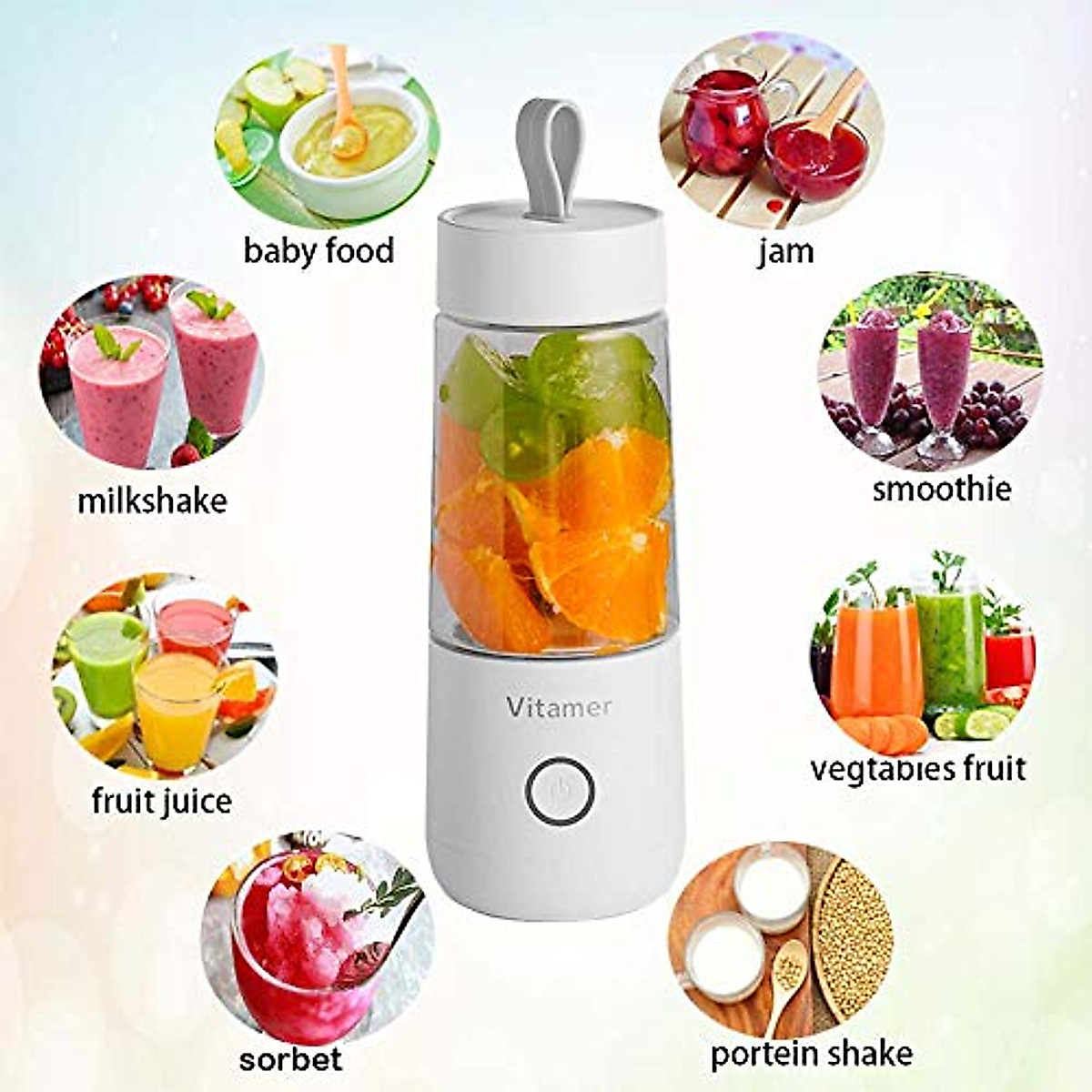 LLLJJJ Portable Blender, Mini Blender with USB Charging Function, Mini Blending Juicer for Fruits and Milkshakes, can Squeeze Juice in 45s, Suitable for Family, Travel, Outdoor, Micro Blender(1 PCS)