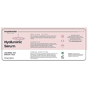 Hyaluronic Acid Serum for Face - Hydrating Serum with Jojoba Oil, Green Tea & Vitamin C - Deeply Moisturizing Hyaluronic Serum for Smooth, Plumping & Youthful Skin - Anti Aging Face Serum - 2 Fl Oz