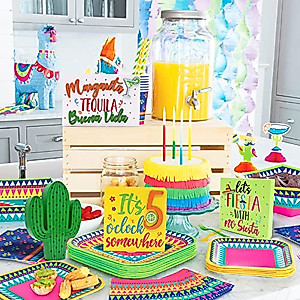 Kitticcino Fiesta Party Decorations Mexican Party Decorations Cinco de Mayo Decors Taco Party Table Decors Cocktail Bar Wooden Signs Summertime Margarita Drink Home Kitchen Shelf Sitting Set of 4