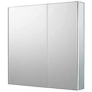 Sunrosa Aluminum Bathroom Medicine Cabinet with Mirror Door, 30"×27.5" Bathroom Mirror Cabinet, Wall-mountable and Recessed-in Mirror Cabinet, 2 Doors Medicine Cabinet Organizer II
