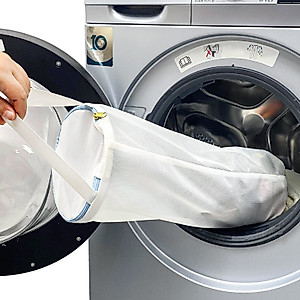 MIFNRO Large Capacity Sock Laundry Bag With Wire Construction Opening Use YKK Zipper Tote Bag Bathroom Hanging Suitable For Underwear, Socks Fine Mesh Laundry Bag 1 Blue