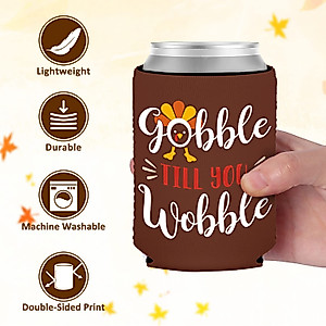 12PCS Friendsgiving Party Decorations Can Cooler Thanksgiving Fall Party Favor Potluck Dinner Friends Gathering Neoprene Can Sleeve for Soda Beverage Thankful Feast Party Supplies