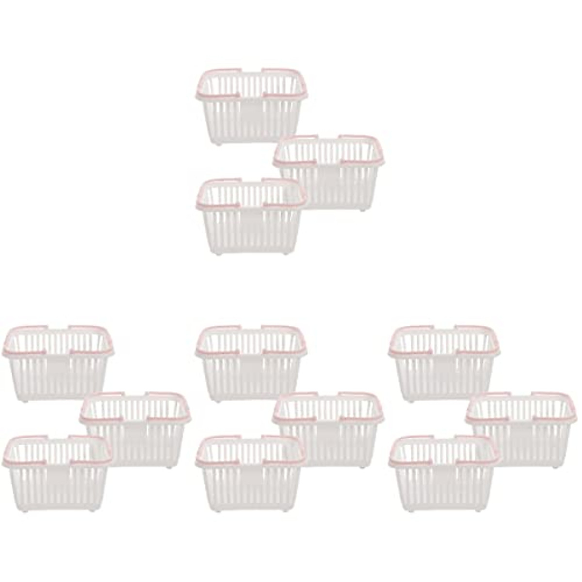 jojofuny 12pcs Desk Classroom for Organizer Handles Kids Plastic Snacks Sundries White Favors Party Desktop Office Pretend Baskets Small with Tote Compact Handle Grocery Portable