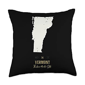 Vermont State Map USA Throw Pillow, 18x18, Multicolor