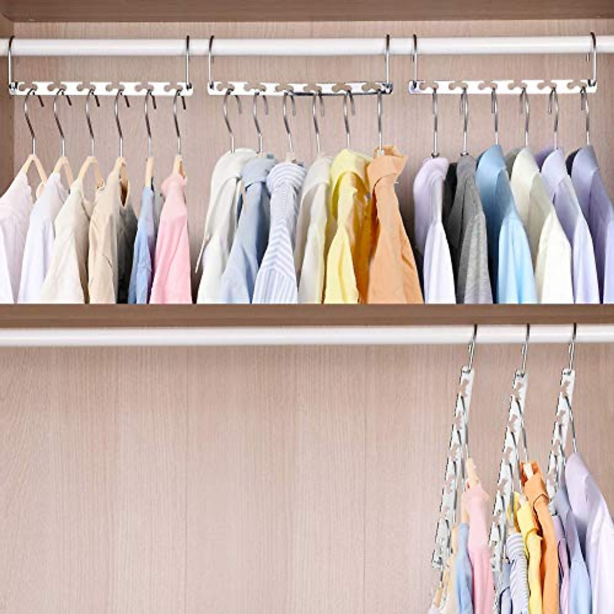 XFKITCHEN Metal Magic Hangers Space Saving Clothes Hangers Closet Space Saver Clothing Hanger Oragnizer for Wardrobe Space,Wrinkle-Free Clothes（Pack of 4）