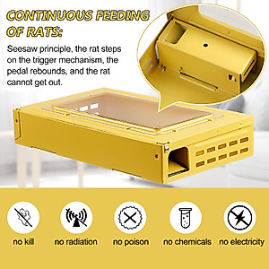 Kittmip 4 Pack Multi Catch Mouse Trap Clear Top Humanized Mouse Trap Reusable Mouse Trap PET and Kids Security for Indoor Outdoor Garage House and Kitchen (Yellow)