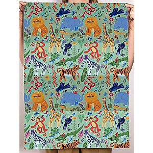 CENTRAL 23 Safari Wrapping Paper - Baby Animal Wrapping Paper - 6 Sheets Of Birthday Gift Wrap - For Birthday Boys and Girls - Comes with Fun Stickers Vegan Ink