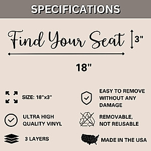 Wedding Seating Chart Decal - Wedding Sign Decor DIY Wedding Decals - Seating Chart Mirror Decal - Wedding Vinyl - Find Your Seat (18" x 3")