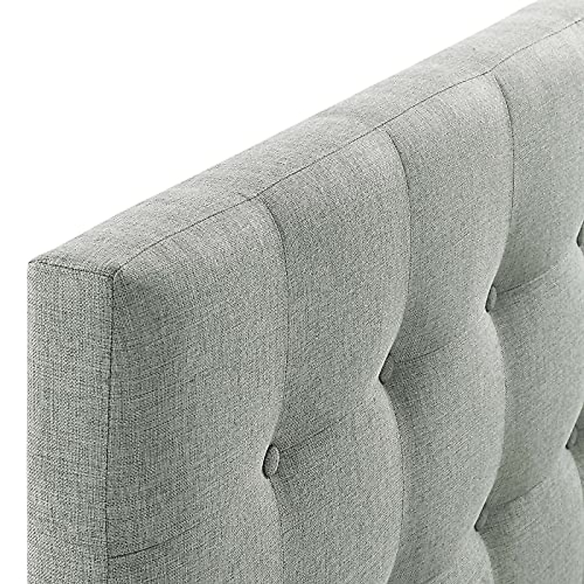 Modway Emily Tufted Button Linen Fabric Upholstered Full Headboard in Gray