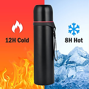 SUPKIT Coffee Thermos Stainless Steel Thermos with Cup Thermal Flask Water Bottle Keep Hot & Cold for Hours, Vacuum Insulated Cup Perfect for Biking, Camping, Office or Outdoor