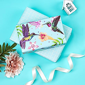 RUSPEPA Reversible Wrapping Paper Roll - Floral Design Great for Birthday, Party, Bridal Shower - 17.5 Inches X 32.8 Feet, Hummingbird
