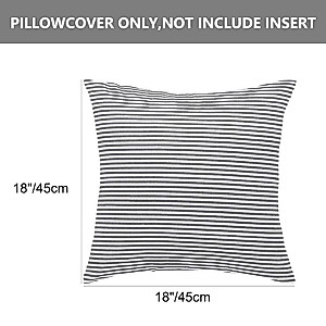uxcell Woven Striped Throw Pillow Covers Decorative Square Farmhouse Cushion Covers for Sofa Bedroom Car Chair Black and White 18" x 18"
