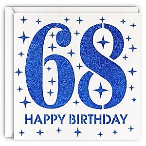 MAGJUCHE Blue 68th Birthday Card, Laser Cut Glitter Woman Man Age 68 Gift For Husband, Brother, Father