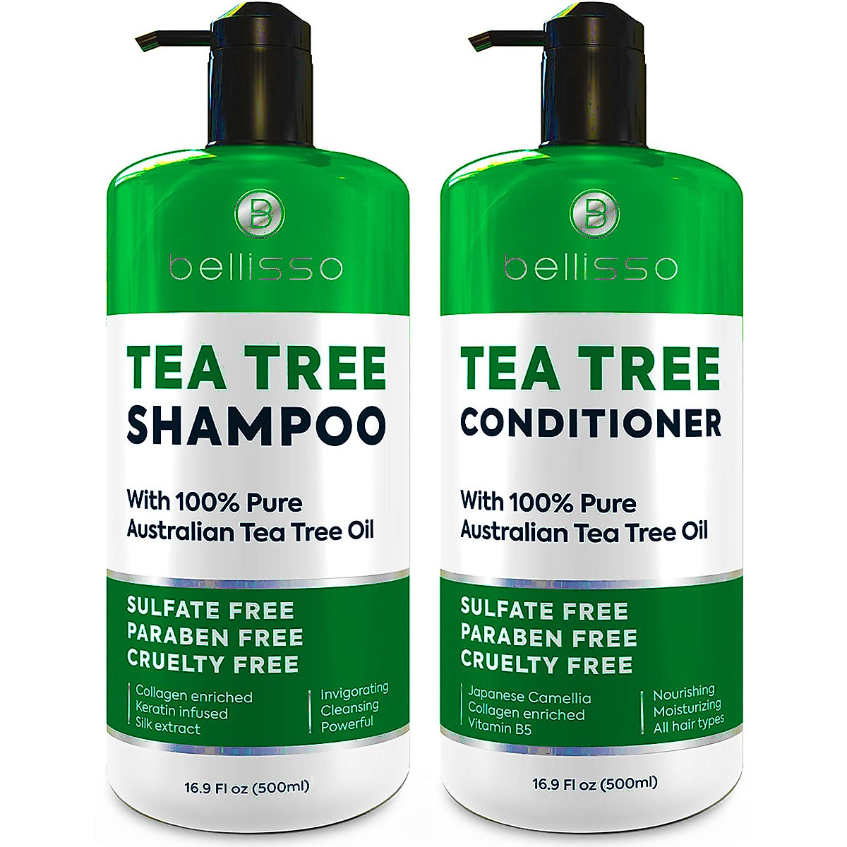 Tea Tree Oil Shampoo and Conditioner Set - Anti Dandruff Treatment for Itchy, Dry Scalps - Ideal for Women and Men with Oily Hair and Scalp Buildup - Sulfate and Paraben Free