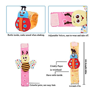 Baby Rattles Toys 0-3-6-12 Months, Wrist Rattles & Foot Rattle Socks Toy for Babies, Soft Newborn Toys for Infant Boy or Girl