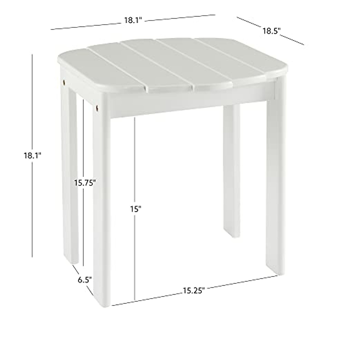 Linon Adirondack, White End Table, 18.5"D x 18.11"W x 18.11"H