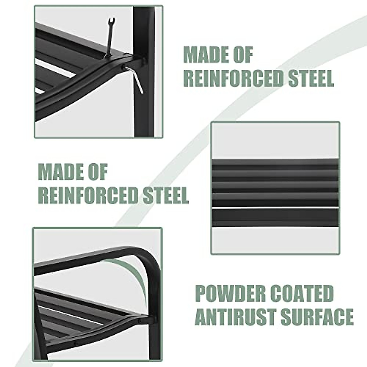 Garden Bench Outdoor Metal Park Benches Cast-Iron Patio Bench with Mesh Pattern Plastic Backrest Armrests for Patio Park Lawn Yard,Black