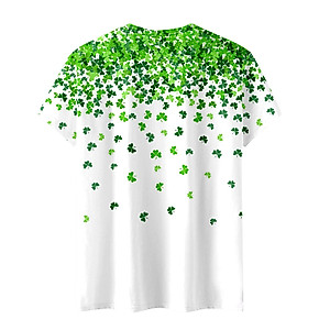 CGGMVCG St Patricks Day Shirts for Women Fashion Casual Top Shirt Short Sleeve Round Neck Green Tops for Women St Patricks (White, XX-Large)