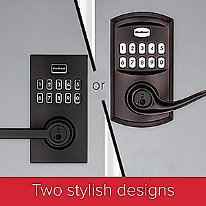 Kwikset 99170-004 SmartCode 917 Keypad Keyless Entry Contemporary Residential Electronic Lever Lock Deadbolt Alternative with Halifax Door Handle and SmartKey Security, Matte Black