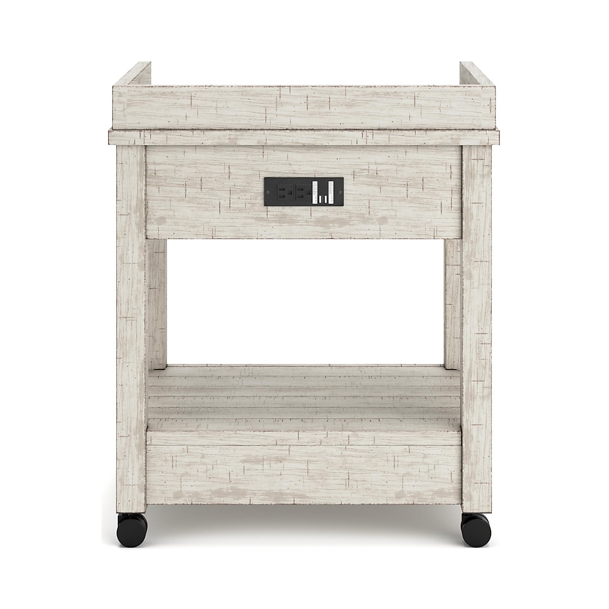 Signature Design by Ashley Carynhurst Rustic Farmhouse Printer Stand with Casters, Whitewash