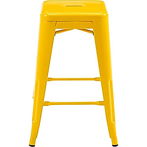 Vogue Furniture Direct 24" High Barstools Backless Yellow Metal Barstool Indoor-Oudoor Counter Height Stool with Square Seat, Set of 4 - VF1571019-4