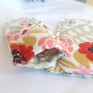 CUSHYSTORE 3X Pan Handle Holder Cover Canvas Holders Heat Resistant Anti-Scalding Protector (Sweet Exotic Flower)