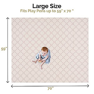 JumpOff Jo - Large Waterproof Foam Padded Play Mat for Infants, Babies, Toddlers, Play Pens & Tummy Time, Foldable Activity Mat, 70 in. x 59 in. - Garden Party