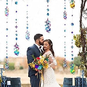 Iridescent Star Garlands Galaxy Shooting Star Hanging Streamer Banner Backdrop for Birhday Party Decorations Wedding Engagement Sweet 16 Bachelorette Bridal Baby Shower Anniversary Party Suppies