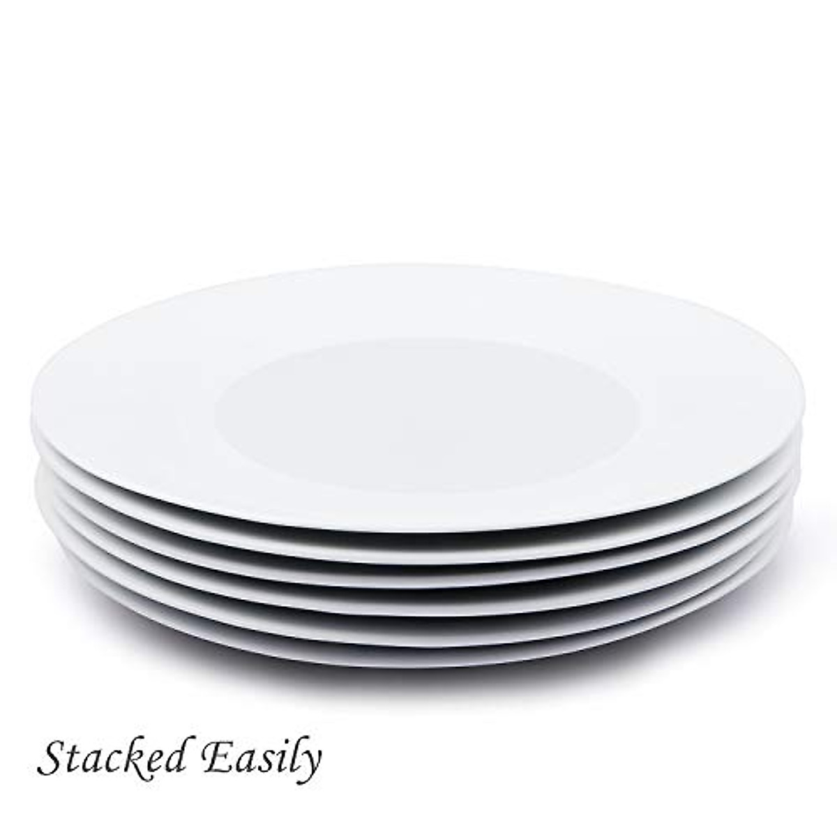 EasyDancing Salad Dessert Plate 7.5inch White Porcelain Dinner Set of 6 with Round Flat Design Good for the Gift