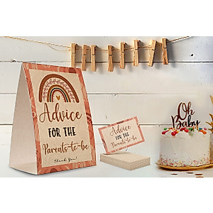 Advice for the Parents-to-Be Sign, Baby Shower Advice Game Kit (1 Standing Sign + 50 Advice Cards), Baby Showers Decorations-NPZAD08
