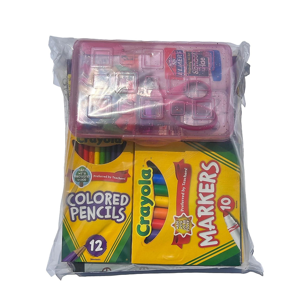 Back to School Essentials Supplies Pack Kit Bundle - Grades K-8 | Wide Ruled Notebooks Composition Book Folders Markers Crayons Colored Pencil Sharpener Glue Sticks (for Girls)