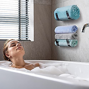 NiHome Musical Notes Shape Metal Towel Holders 2-Pack Towel Rack Traceless Wall Mount Towel Hanger Hooks Rack Holder Heavy-Duty Organizer for Home Bathroom Accessories Bedroom Hanging Yoga Mat (Black)