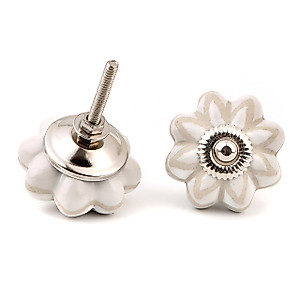 Set of 12 Ceramic Knobs Decorative Knobs for Home Kitchen Cabinet Cupboard Door Dresser Wardrobe Pulls Cabinet Knobs Ceramic Drawer Pull Kitchen Cupboard Pull Door Handle - White Silver