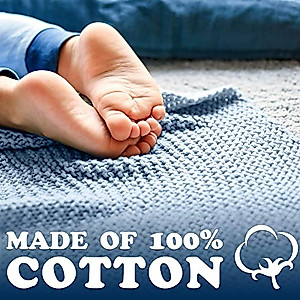 jinchan Cable Knit Throw Blanket Light Blue Sweater 100% Cotton Blanket for Couch Sofa Bed Woven Blanket Spring Throw Blanket Baby Nursery Women Gifts All Season 45x70 Inch