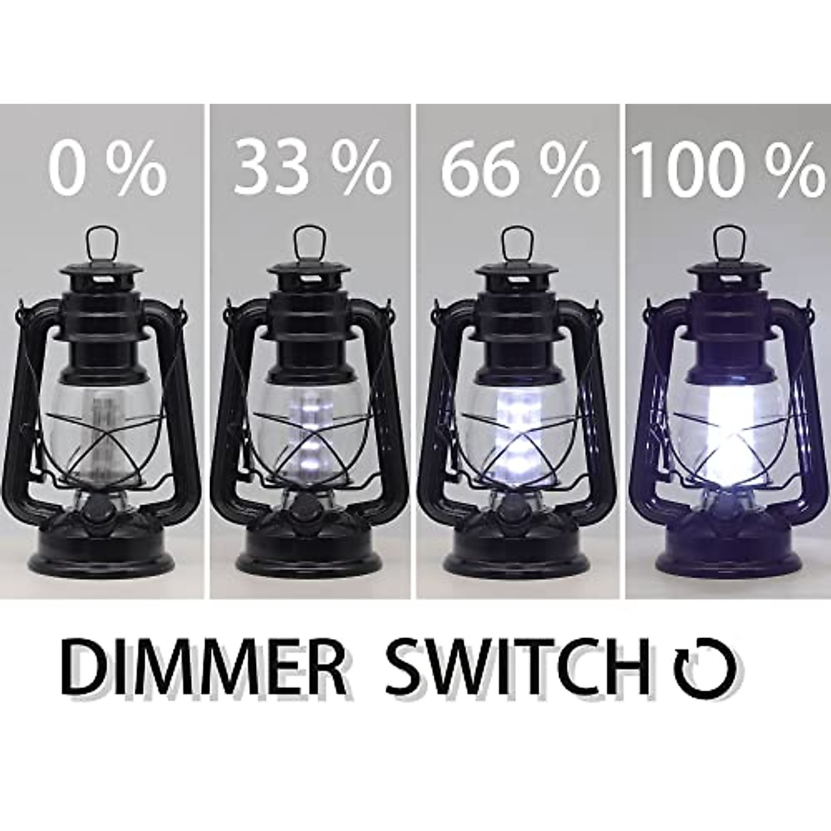 YAKii LED Vintage Lantern Metal Hanging Hurricane Lantern 12 LED Dimmer Switch Cold White Battery Operated Lantern Power Outage Indoor Camping Lighting Outdoor Brooklyn Lantern (Black 2 Pack)