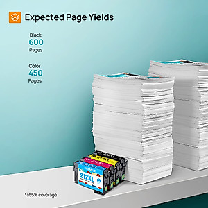 KEENKLE 212XL Ink Cartridges for Epson Printer Remanufactured 212 212XL Ink Replacement for Epson 212XL T212XL 212 XL T212 to use with XP-4100 XP-4105 WF-2830 WF-2850 Printer 4 Pack