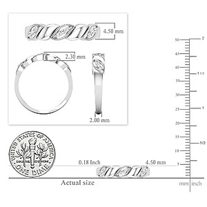 Dazzlingrock Collection Lab Grown Round White Diamond Twist Wedding Band Ring for Women (0.09 Ctw) in 14K White Gold, Size 7