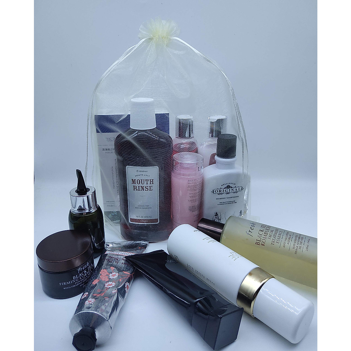 Ankirol 50pcs Sheer Organza Favor Bags 12 X 16 INCH Extra Large Organza Drawstring Bags 10 Colors (mix)