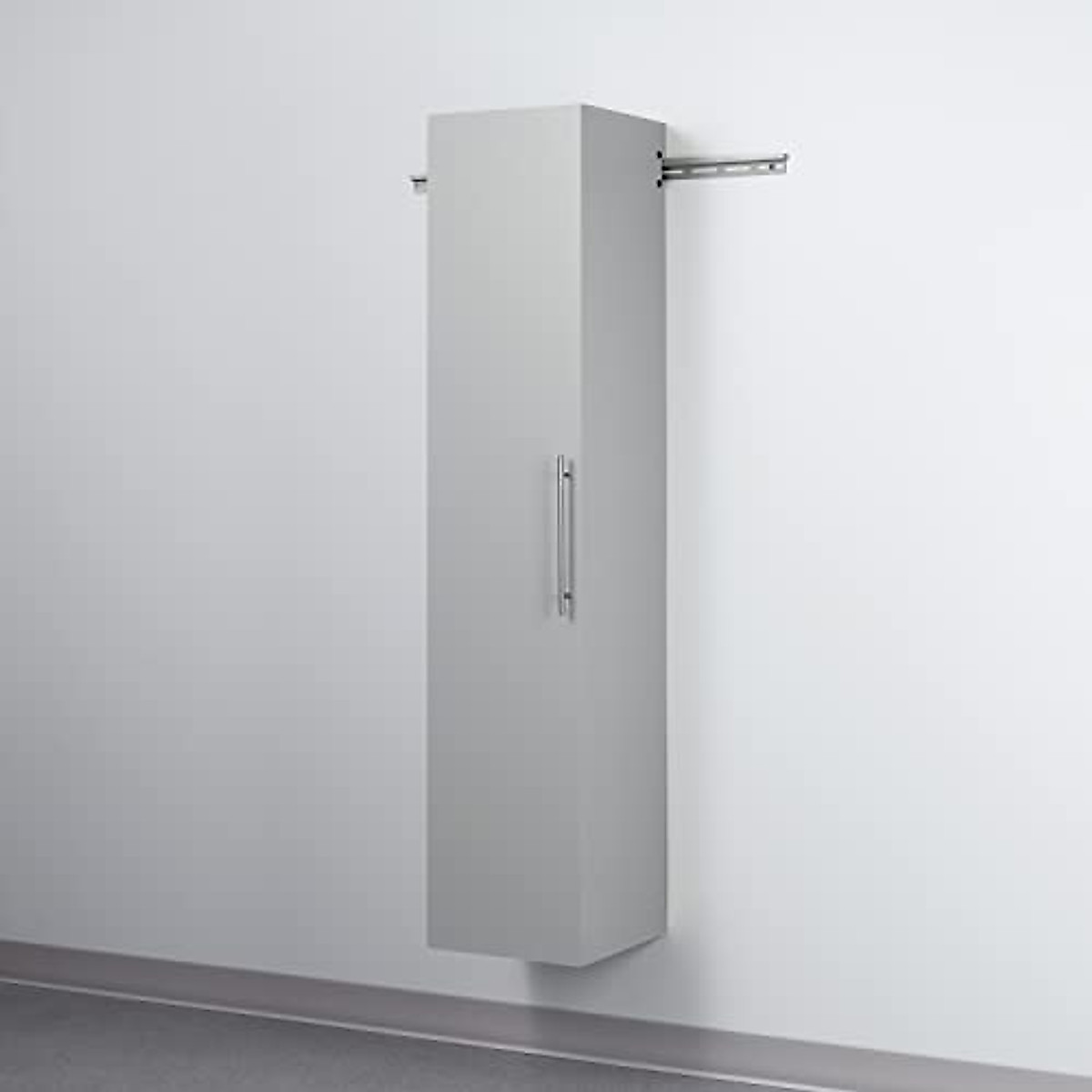 Prepac HangUps Narrow Wall Mounted Garage Storage Cabinet, Tall Storage Organizer Cabinet, 15" W x 72" H x 16" D, Light Gray