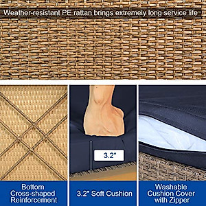 Tangkula 4PCS Acacia Wood Patio Furniture Set, Outdoor Wicker Sectional Sofa Set w/Washable Cushions & Coffee Table, Functional Conversation Set Ideal for Backyard Garden Poolside Balcony