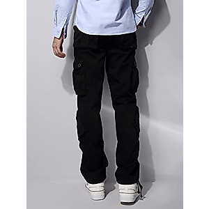 OCHENTA Men's Military Cargo Pants with 8 Pockets, Relax fit for Casual Work Combat Army Trousers Black 42