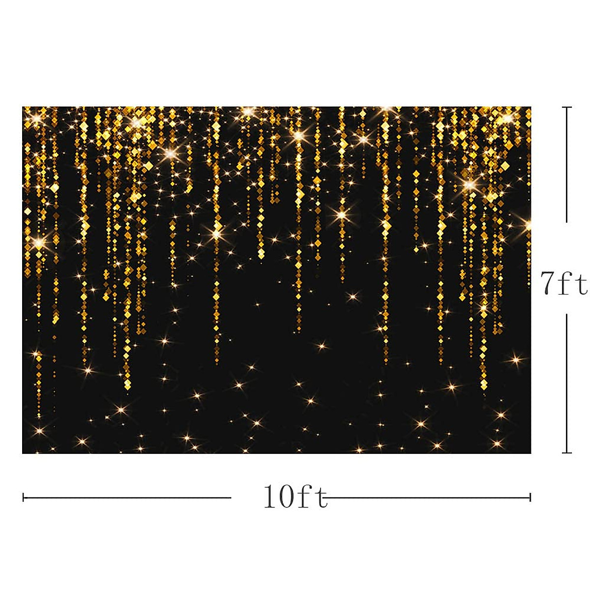 AIBIIN 10x7ft Black and Gold Backdrop Wedding Anniversary Sparkles Photography Background 2024 Prom Gold Bokeh Dripping Birthday Bridal Shower Party Decor Cheer to Happy New Year Photo Studio Props