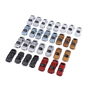 LoveinDIY 30pcs Assorted Miniature Cars for Diorama Crafts, 1:200 Z Scale Multicolor