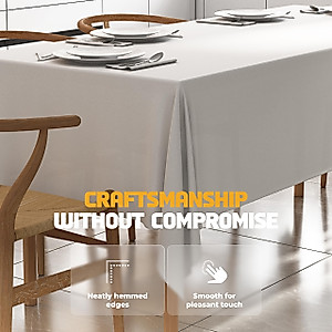 WEALUXE White Table Cloths for 8 Foot Rectangle Tables, 2-Pack, 60x126 inches, Water, Stain and Wrinkle Resistant, 200 GSM Washable Poly Fabric Tablecloths Rectangular, Elegant and Durable