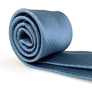 S&W SHLAX&WING Tie for Men Steel Blue Neckties Solid Color Classic Size Necktie with Pocket Square Set