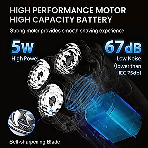 3D Electric Shaver Rotary Shavers,Electric Razor for Men,Rechargeable Electric Razor Shaving Machines, with Pop-up Trimmer,1 Hour Fast Charging,90-Min Shaving,3D Floating Head, LCD Power Indicator
