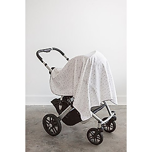 Amazing Baby Large Receiving Blanket, Ultimate Swaddle for Baby Boys, Girls, Softest US Cotton Flannel, Best Shower Gift, MADE in USA, Playful Dots, Sterling, Mom’s Choice Winner, 42x42"