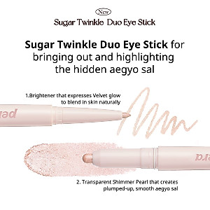 Peripera SUGAR TWINKLE DUO EYE SHADOW STICK (01 DEWY NUDE) - Shimmer, Highlighter, Convenient Eye Shadow Cream