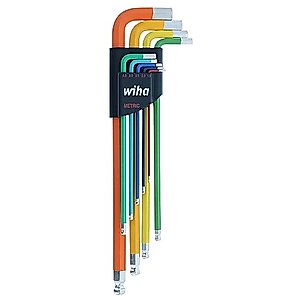 Wiha 9 Piece Ball End Color Coded Hex L-Key Set - Metric