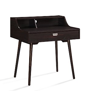 GDFStudio Mid Century Modern Finished Fiberboard Home Office Desk (Wenge)